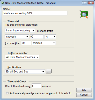 Configuring a Flow Monitor interface traffic threshold